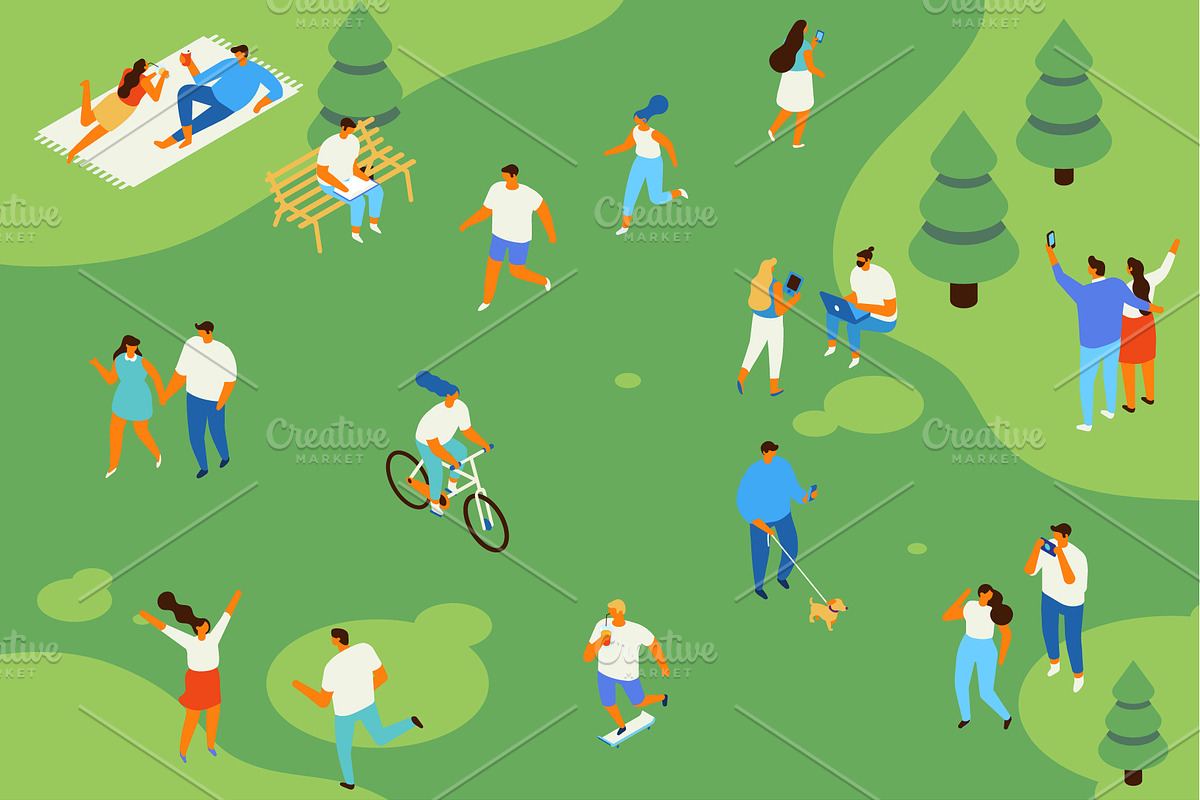 Isometric cartoon people vector set, a Person Illustration by Vector_Art