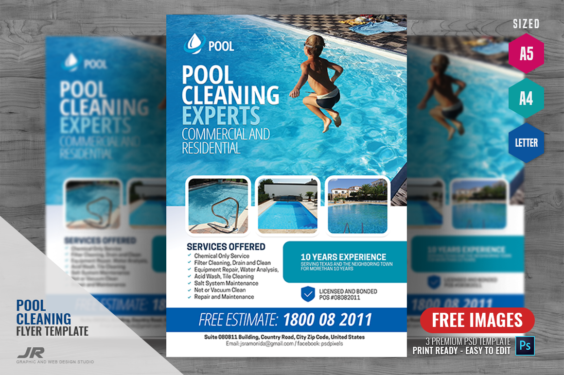Swimming Pool Service Company Flyer, a Flyer Template by PSDPixel