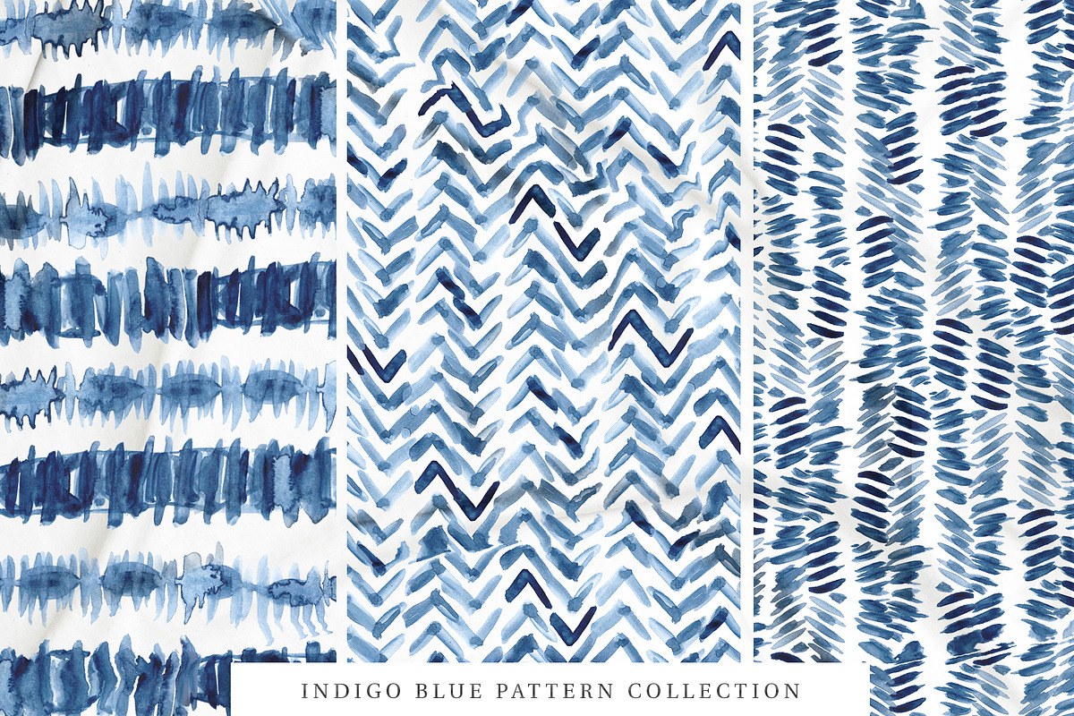 80 Indigo Blue Watercolor Patterns, a Pattern Graphic by Pink Coffie