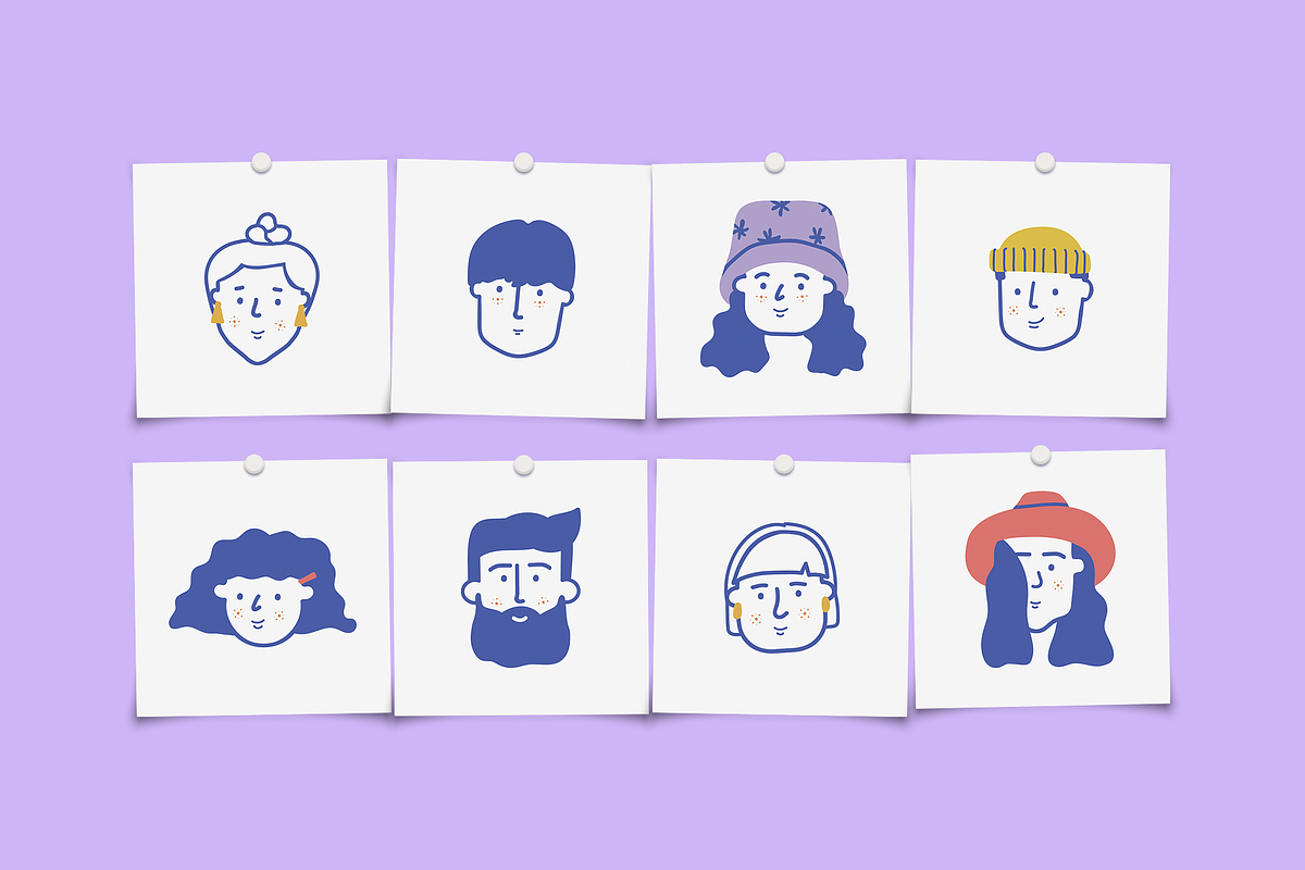 Faces with different emotions | Creative Market