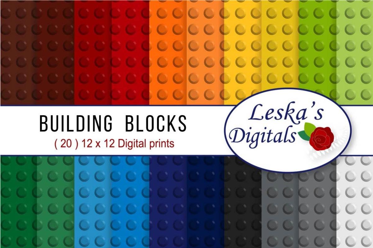Building Block Digital Paper Pattern, a Pattern Graphic by Leska's Digitals