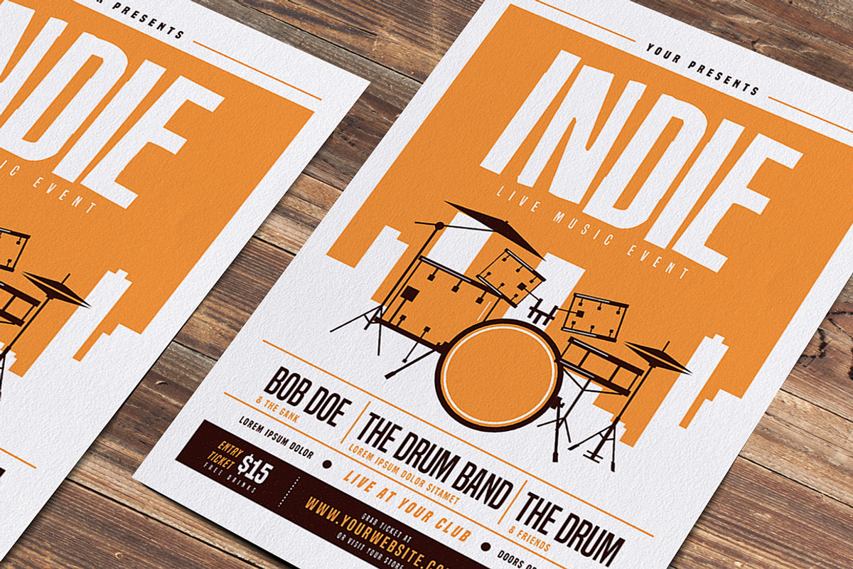 Indie Drum Flyer, a Flyer Template by Guuver