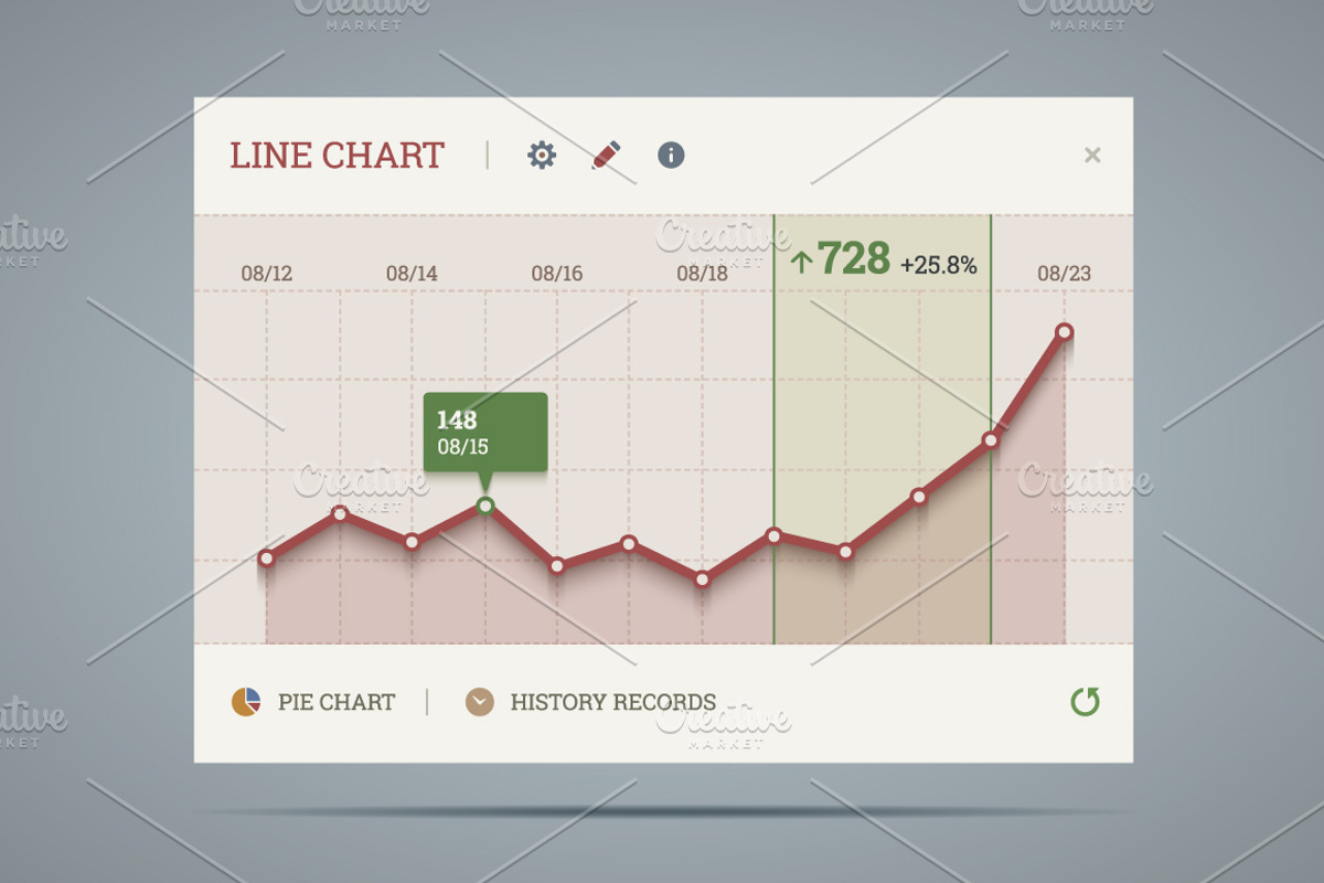 Growing line chart widget, a Work Illustration by zanimanski | Creative ...