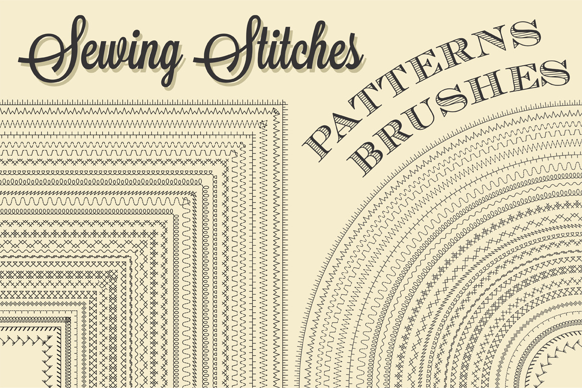 Sewing Stitches Patterns Brushes, a Brush Add-On by G7
