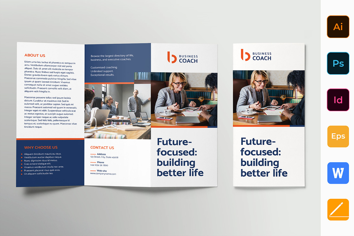 Business Coach Brochure Trifold, a Brochure Template by TemplatesNow!