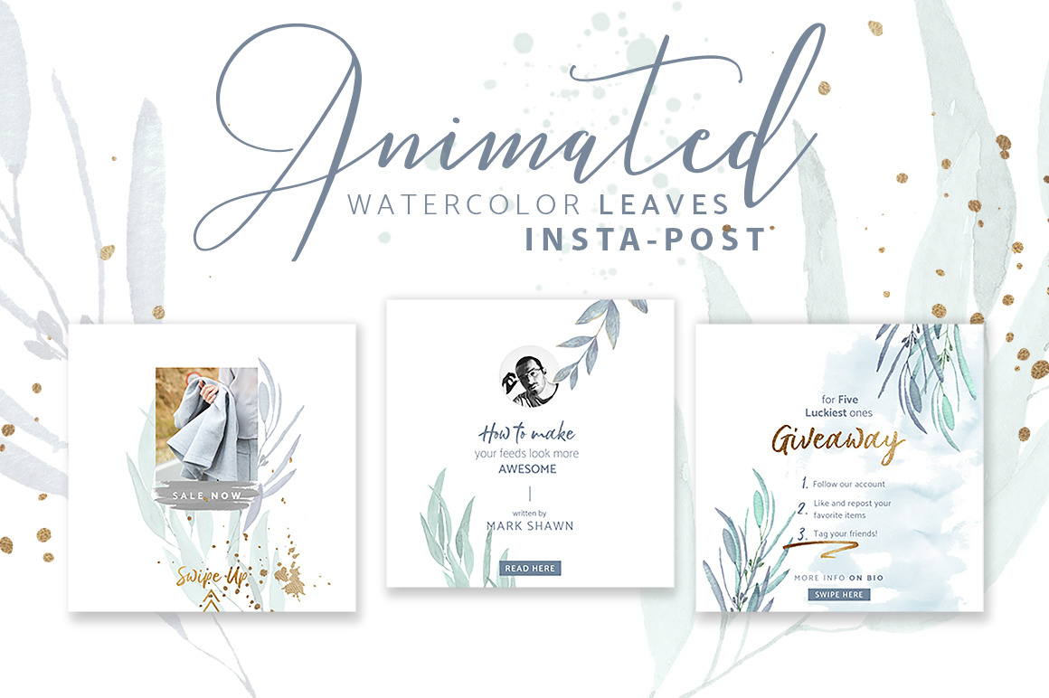 ANIMATED Instagram Watercolor Post, a Social Media Template by Eviory