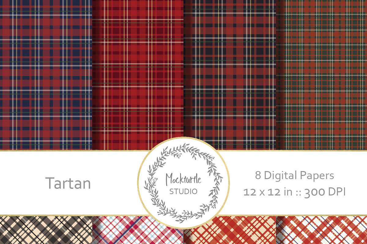 Tartan Plaid digital paper, a Pattern Graphic by MockTurtleStudio