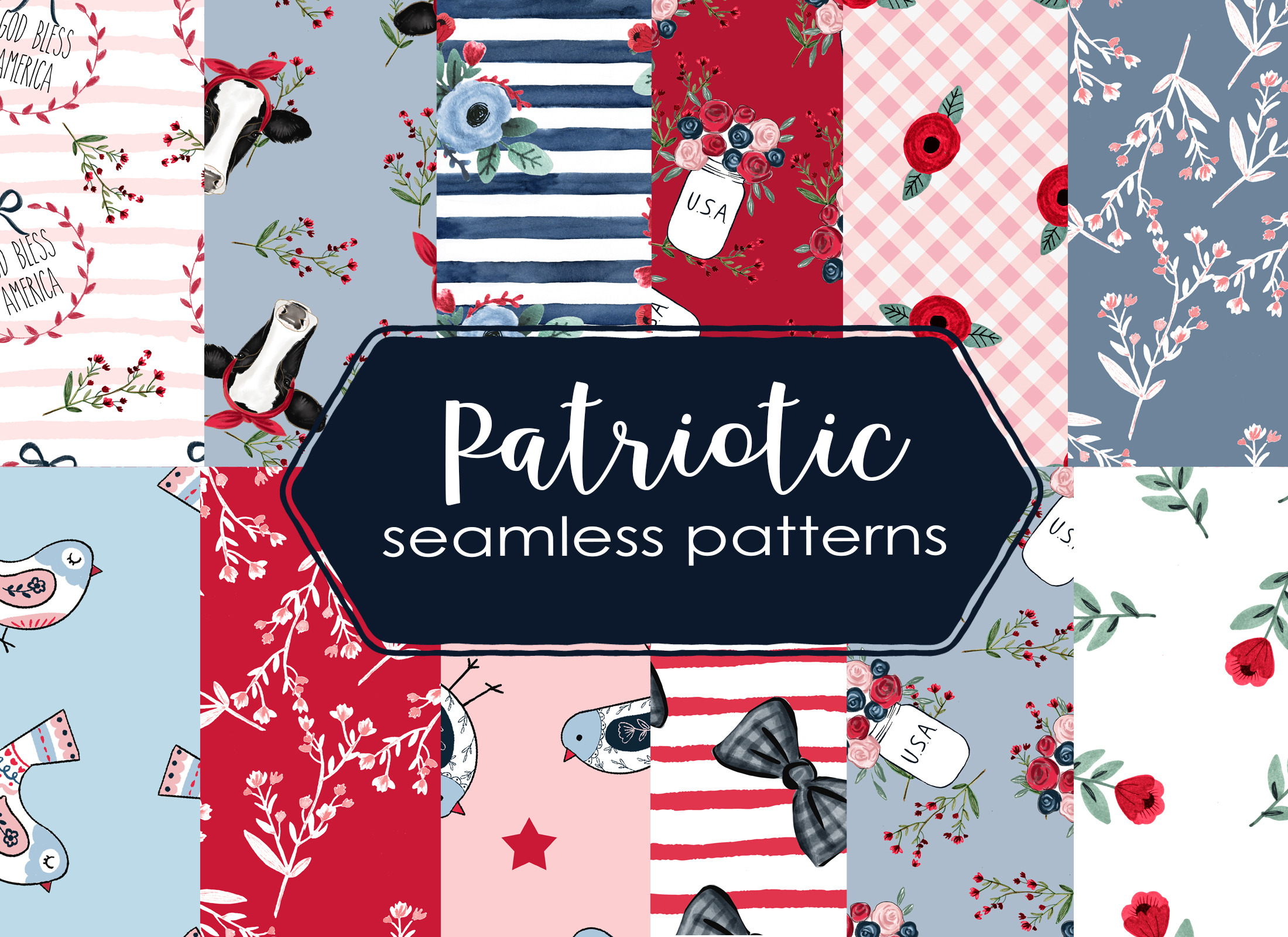Patriotic seamless patterns, a Pattern Graphic by Rosabebe