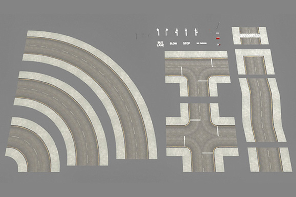 Roads Construction Kit, an Architecture 3D Model by RivermillStudios