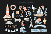 Watercolor nautical clipart, an Illustration by AquarelleSpace