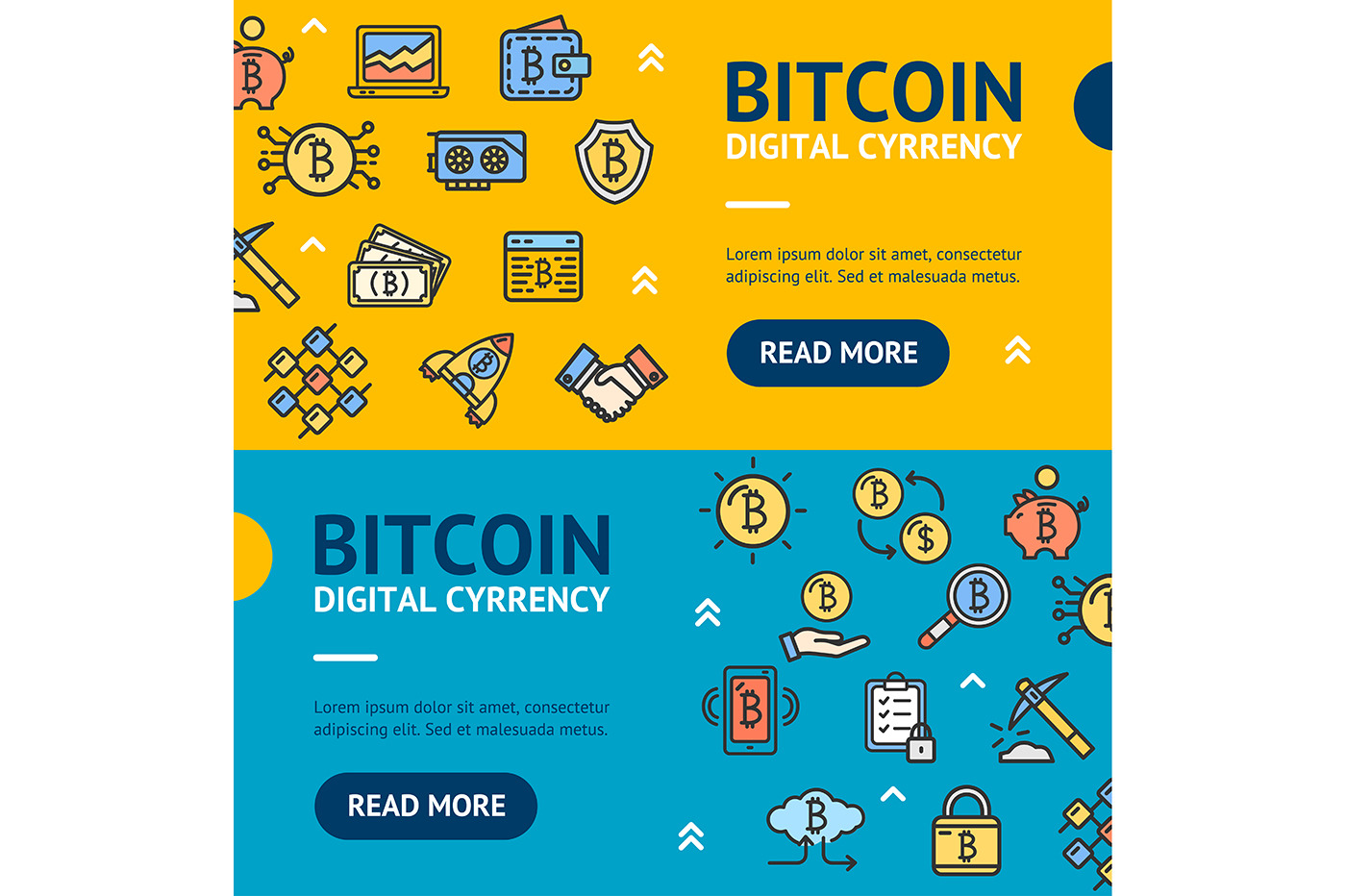 Bitcoin Digital Currency Banner Set, a Finance Illustration by More ...