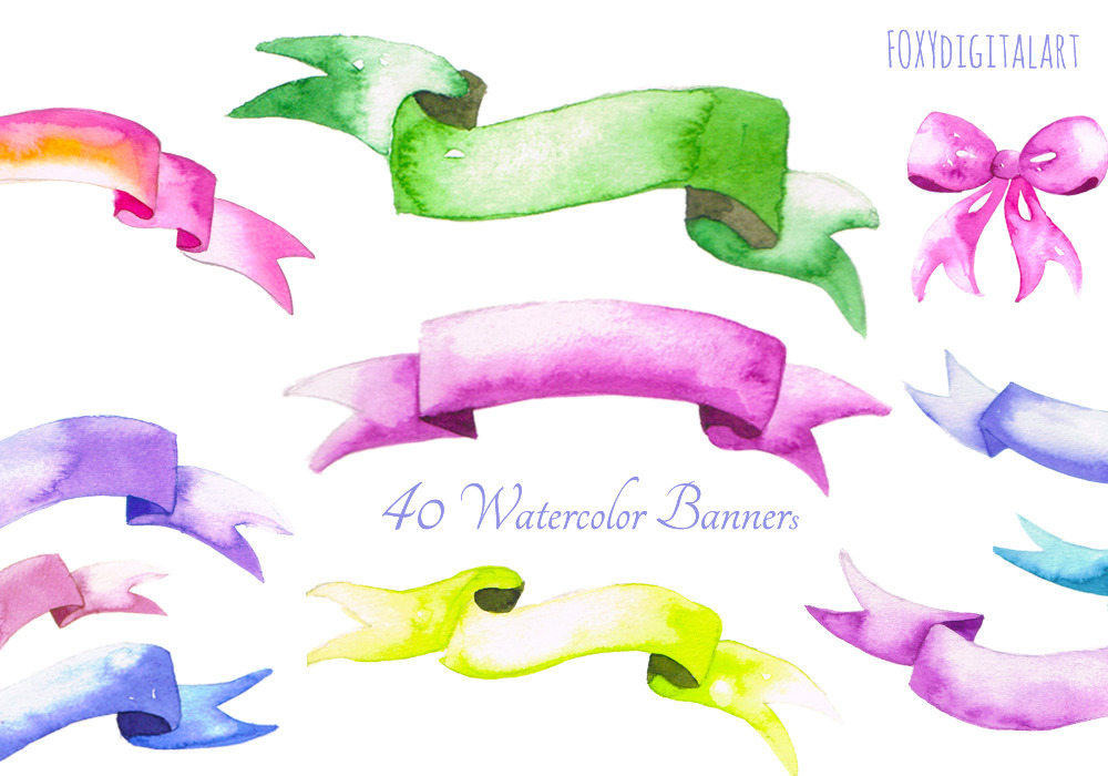 Watercolor Banners Clipart CL56, an Illustration by FOXYdigitalart