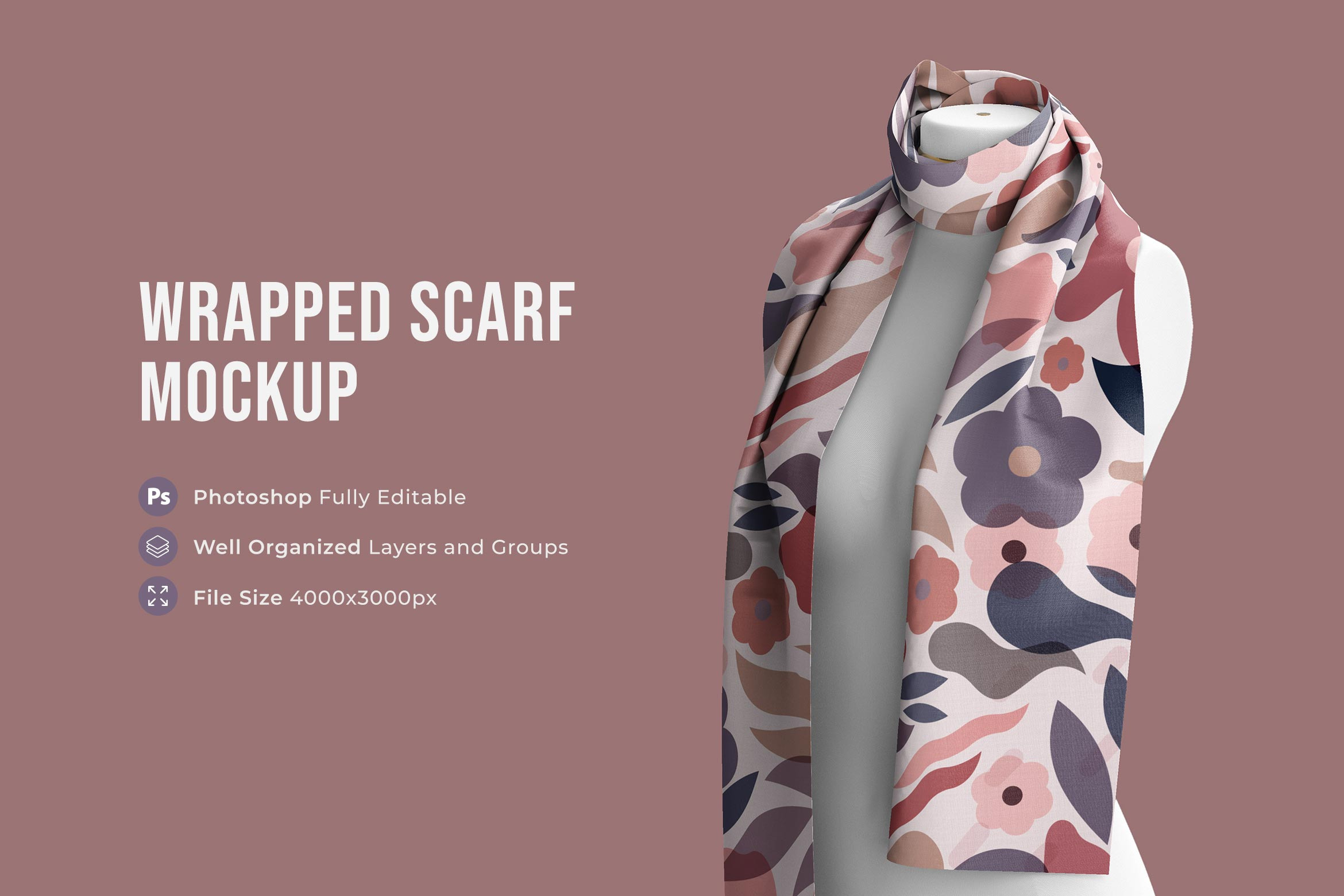 Wrapped Scarf Mockup
