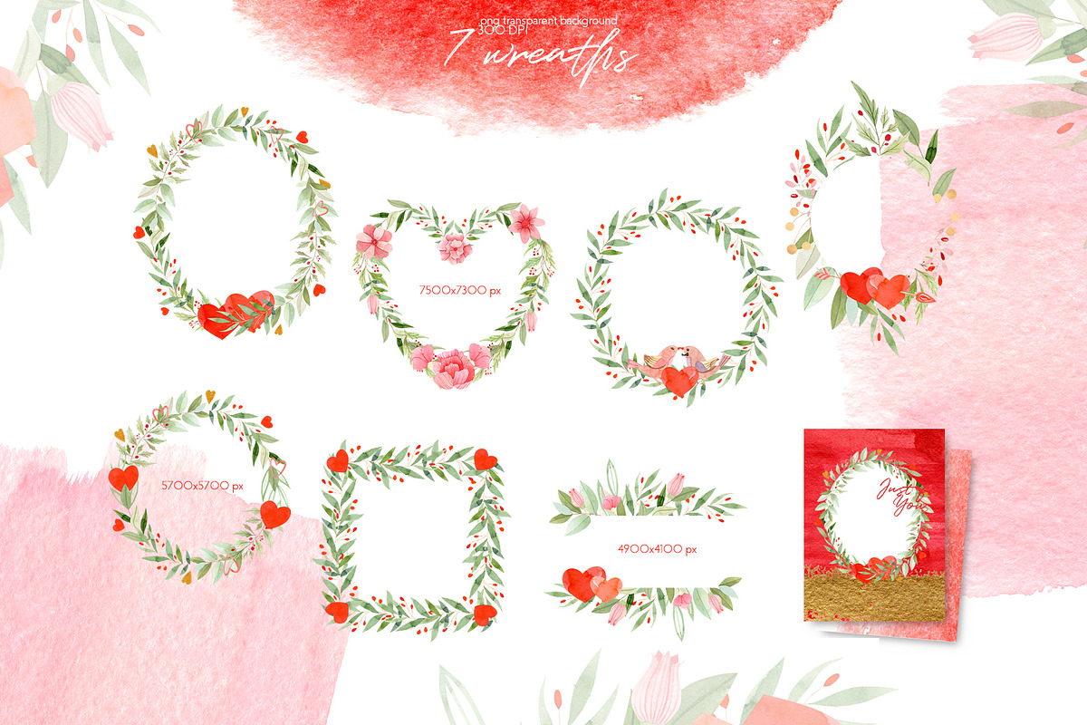 Valentines Day Watercolor Clipart, a Decorative Illustration by Julia M ...