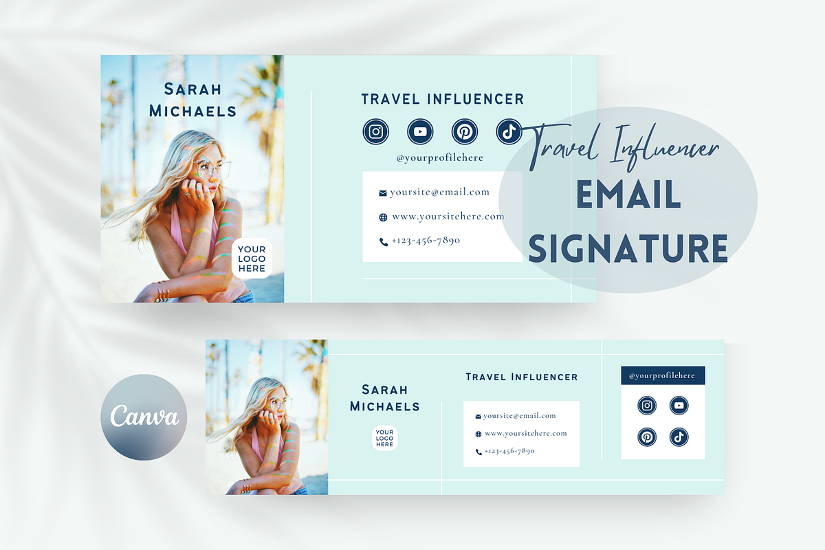 Travel Influencer Email Signature, an Email Template by Golden Horizons ...