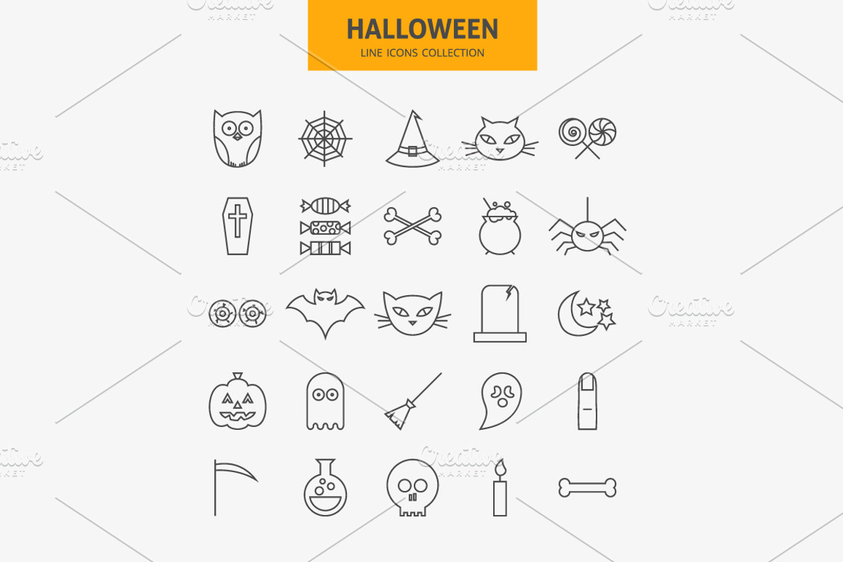 Halloween Line Art Icons, an Outline Icon by Anna_leni