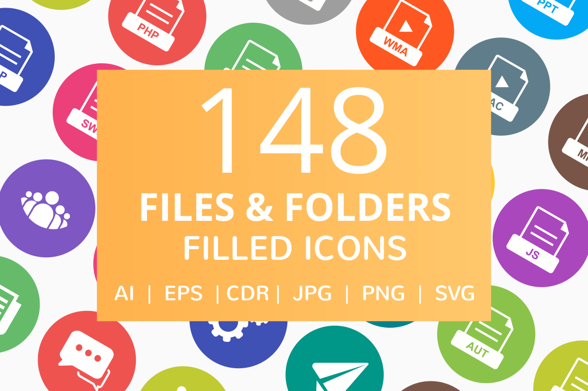 148 File & Folders Filled Icons, an Outline Icon by IconBunny ...