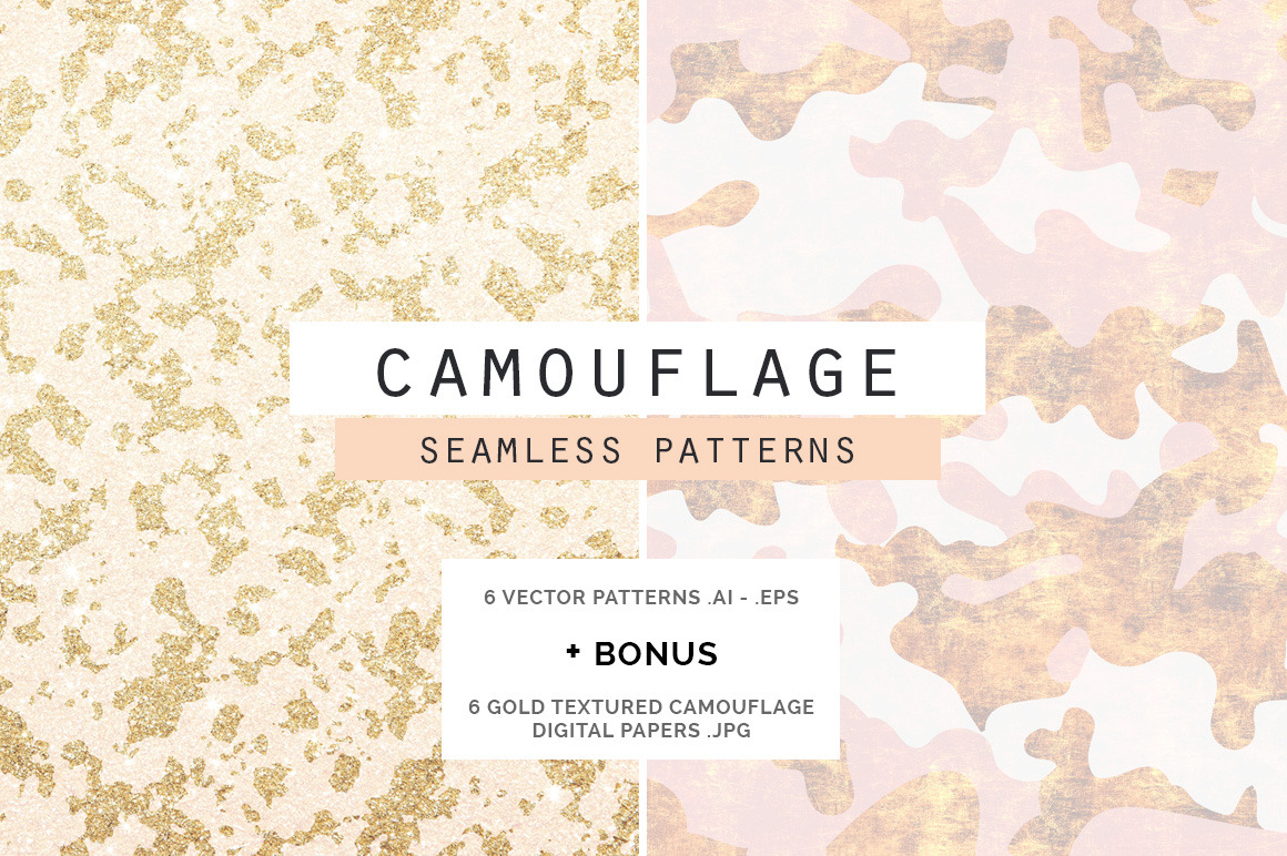 Camouflage Glam Patterns + Papers, a Pattern Graphic by Youandigraphics