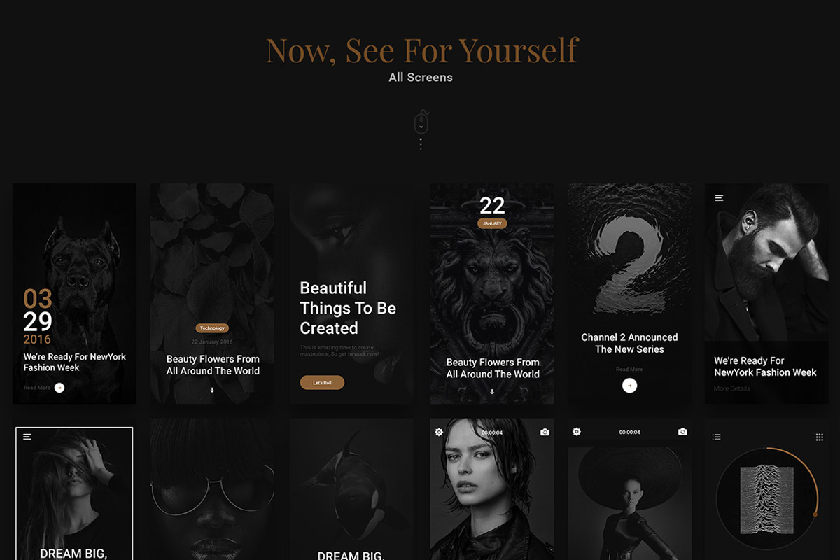 Gold & Coal - UI Kit, an UI Kit Template by Studio Dusk