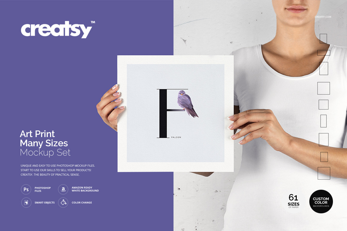 Art Print Many Sizes Mockup Set, a Print Template by creatsy4