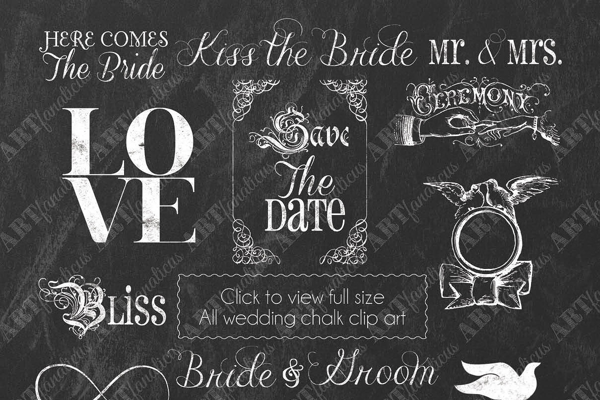 WEDDING CHALK CLIP ART, an Illustration by Artfanaticus