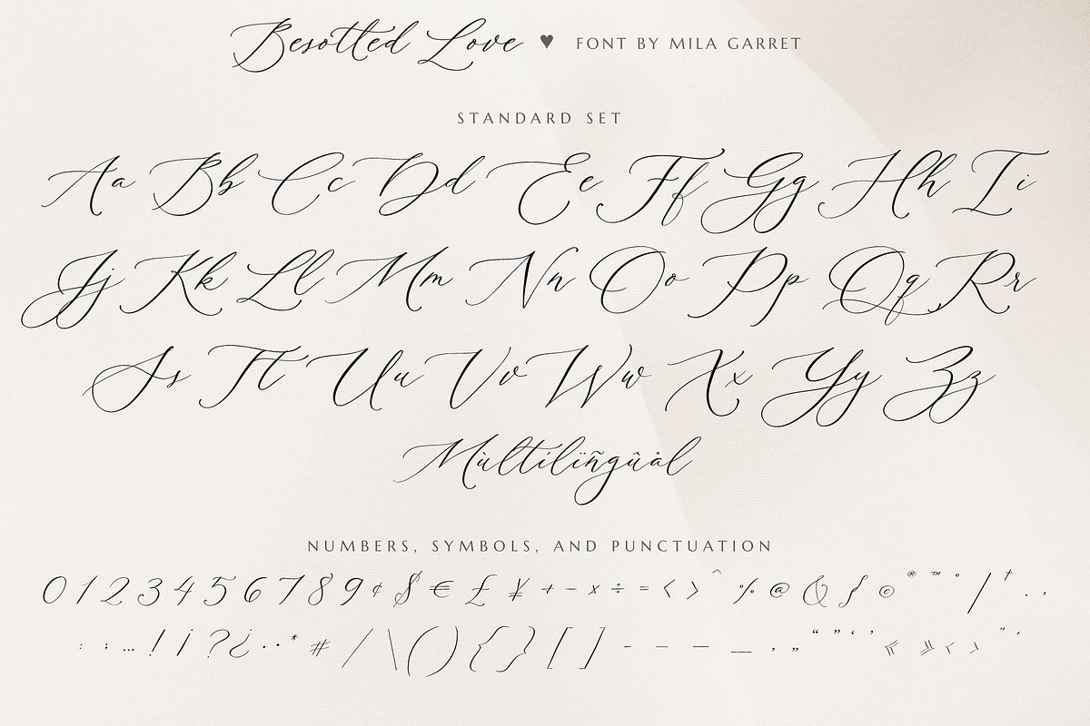 Besotted Wedding Calligraphy Font, a Script Font by Mila Garret