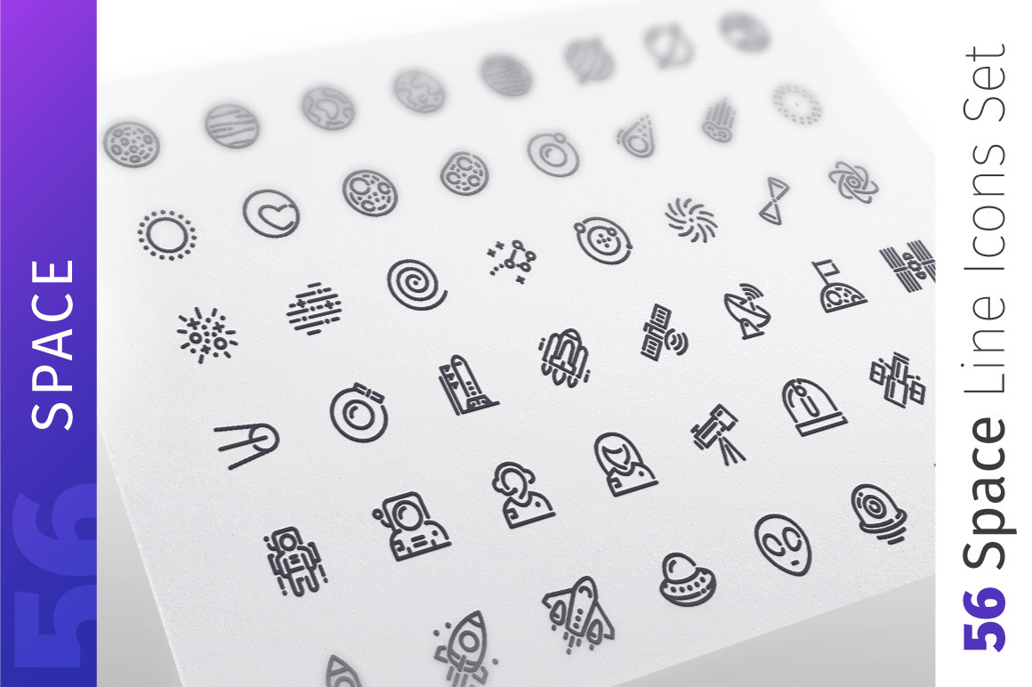 Space Line Icons Set, an Outline Icon by Voysla's Shop | Creative Market