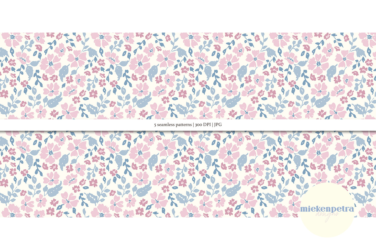 Pink and Blue Block Print Patterns, a Pattern Graphic by Mieken Petra ...