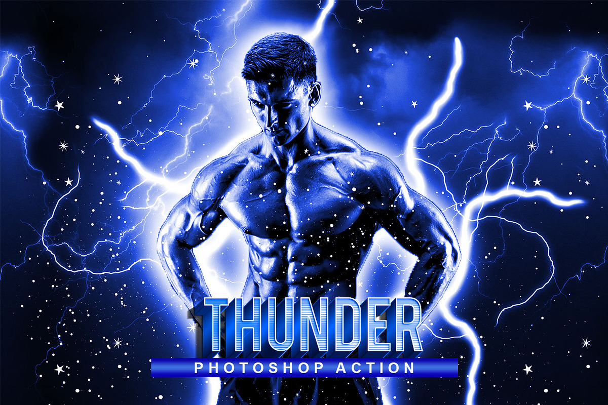 Thunder Photoshop Action, an Action Add-On by designvillage