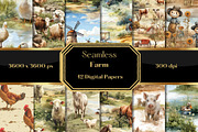 Farm Digital paper, Seamless Pattern