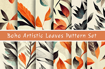 Colorful Leaves Digital Paper | Graphic Patterns ~ Creative Market