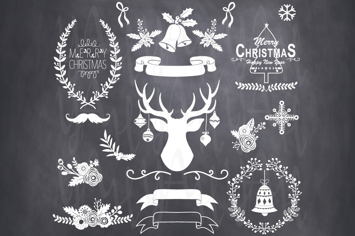Chalkboard Christmas Clip Art | Illustrations ~ Creative Market