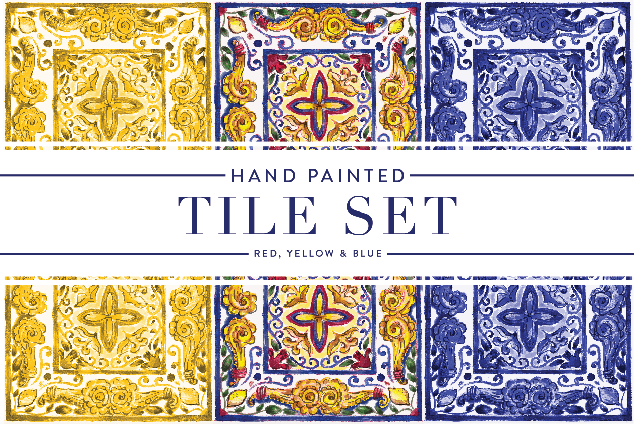 Painted Red, Yellow & Blue Tiles, a Graphic by Paper & Poste