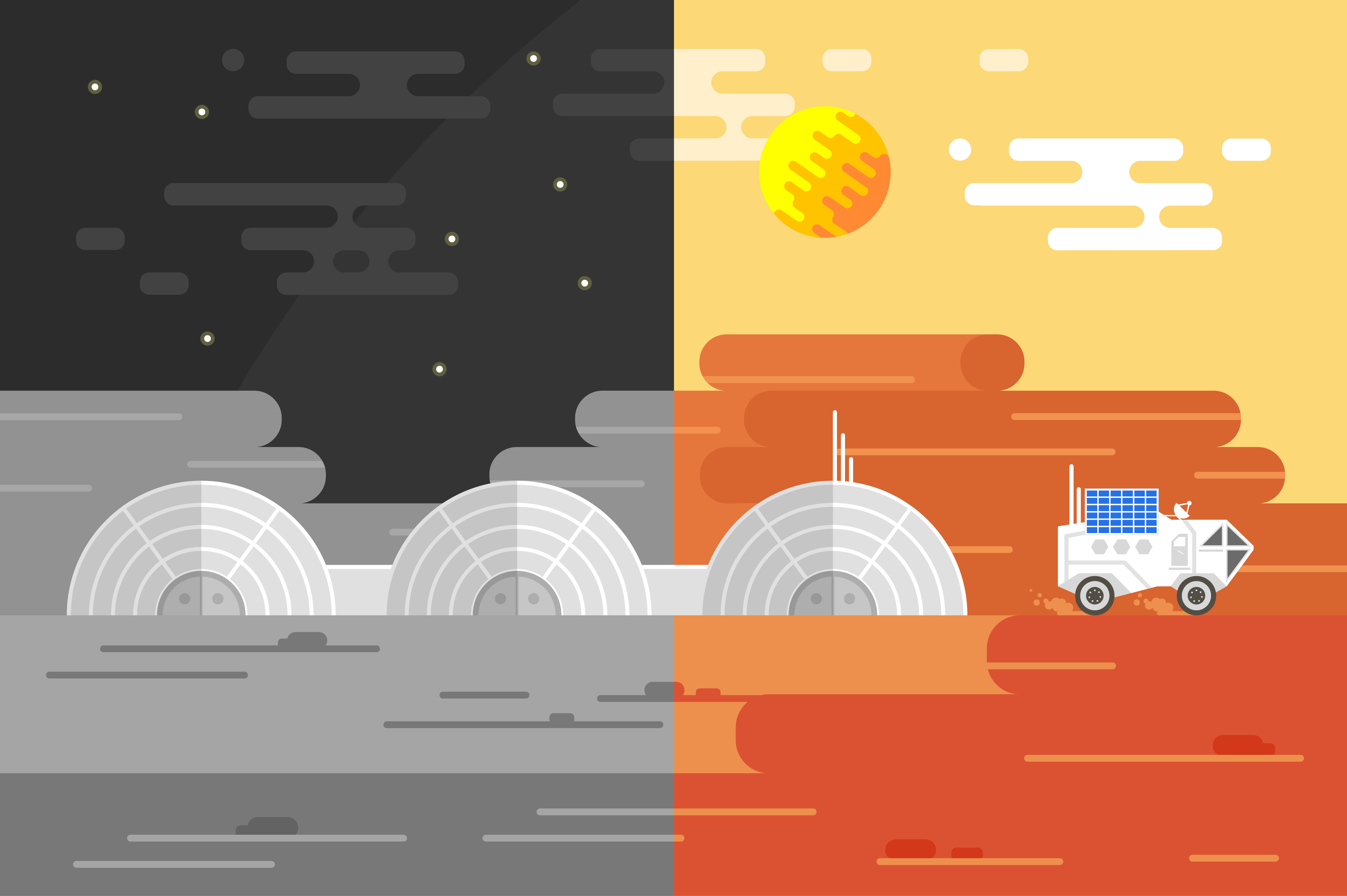 Mars & Moon base, a Background Graphic by Cartoon time!