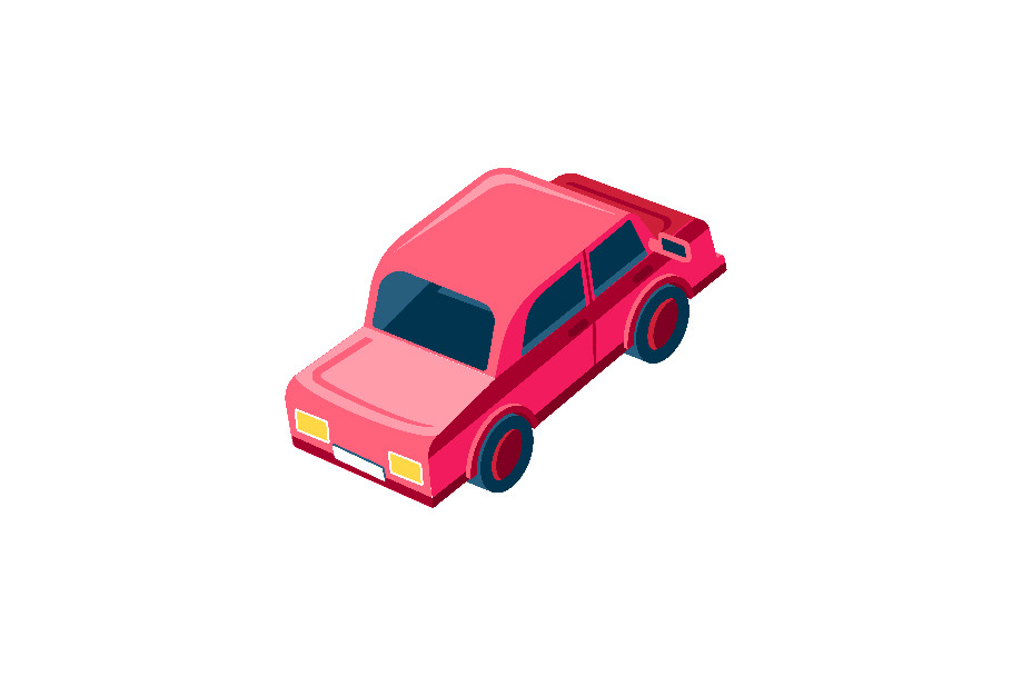 Isometric back view red sedan car, an Object Graphic by Art_Boutique
