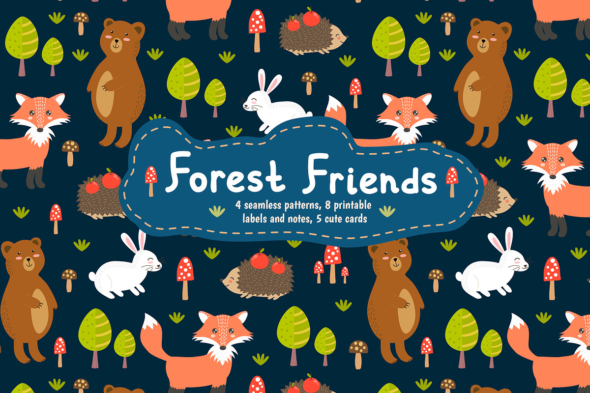 Forest Friends: patterns & cards, a Pattern Graphic by Gulnara Sabirova