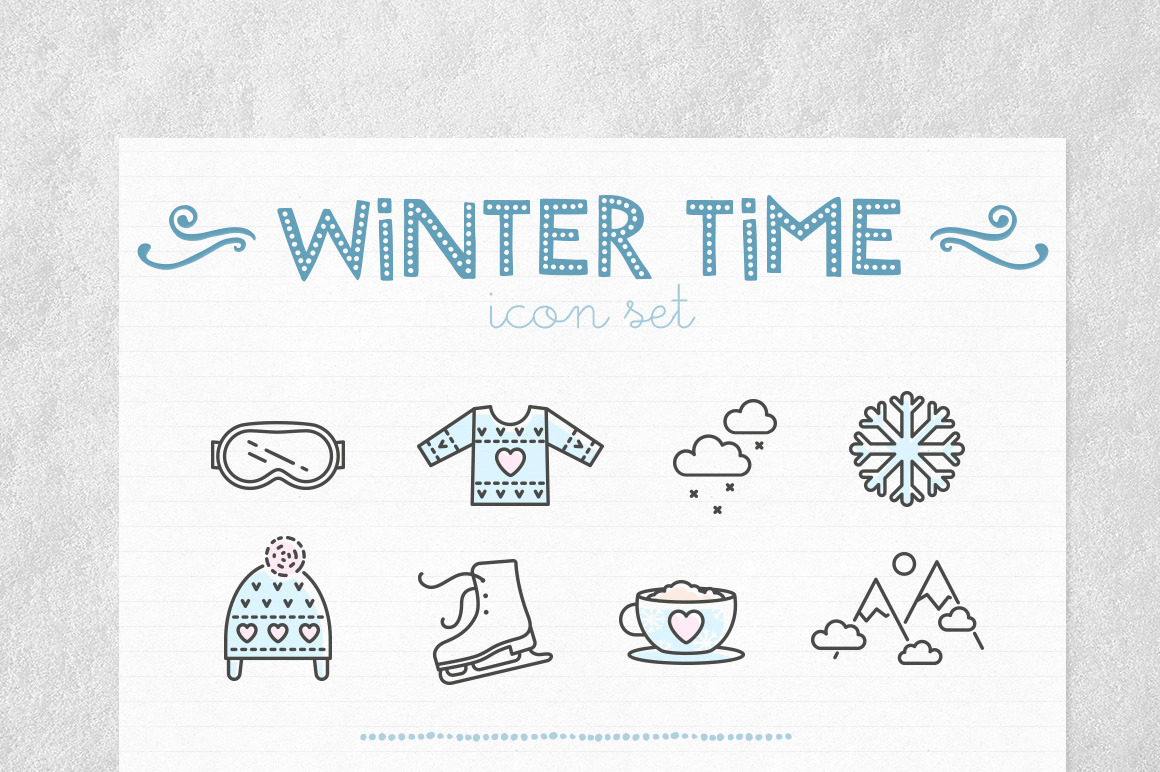 24 vector linear Winter Time icons, an Outline Icon by Inna Moreva