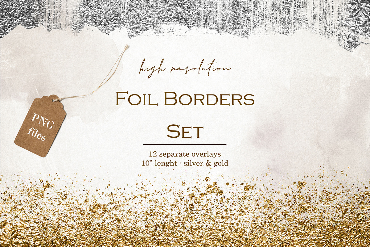 Gold and silver foil borders 10 inch, an Object Graphic by PixelJungle