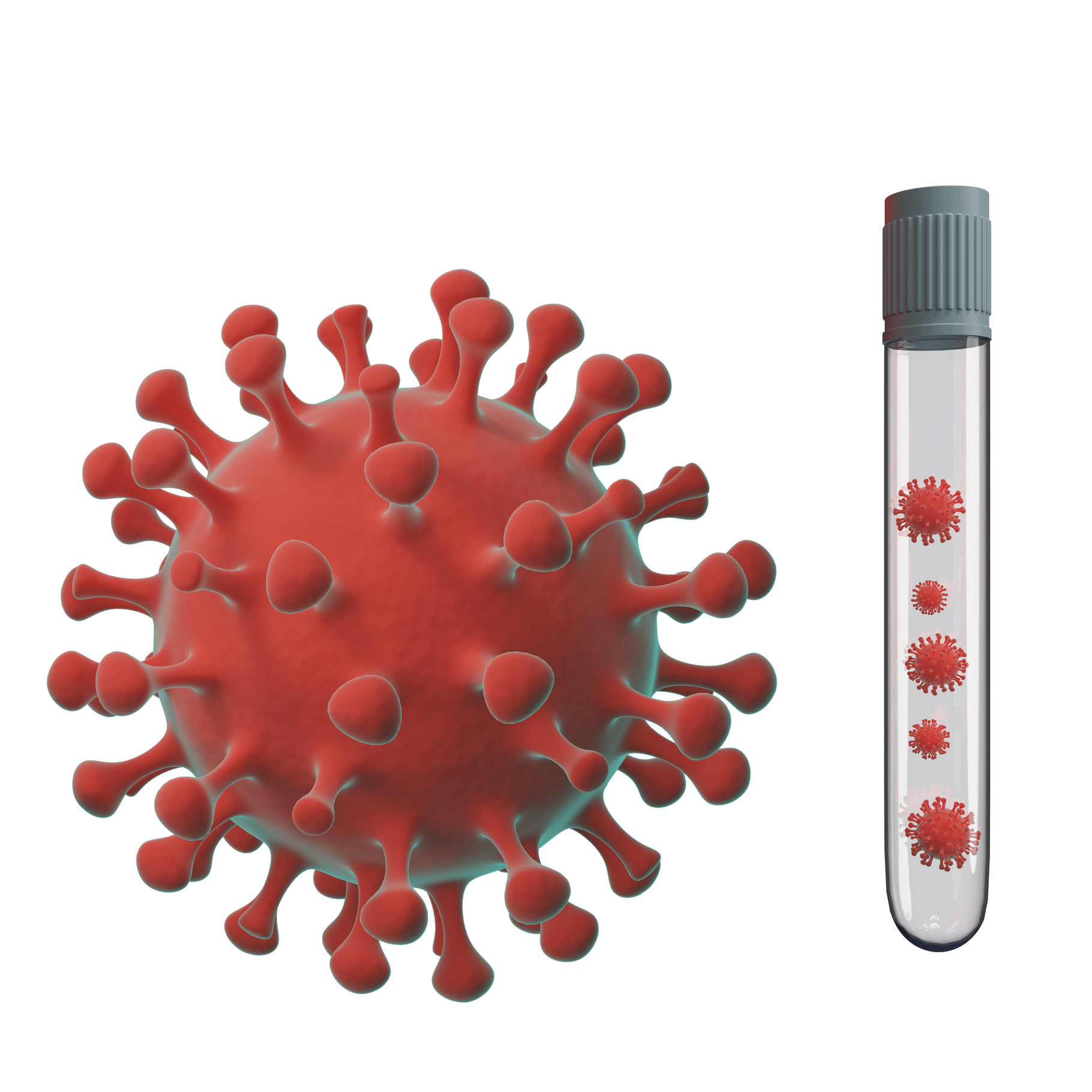 Red SARS virus cell with glass medic, a Health & Medical Photo by EsmeHelit