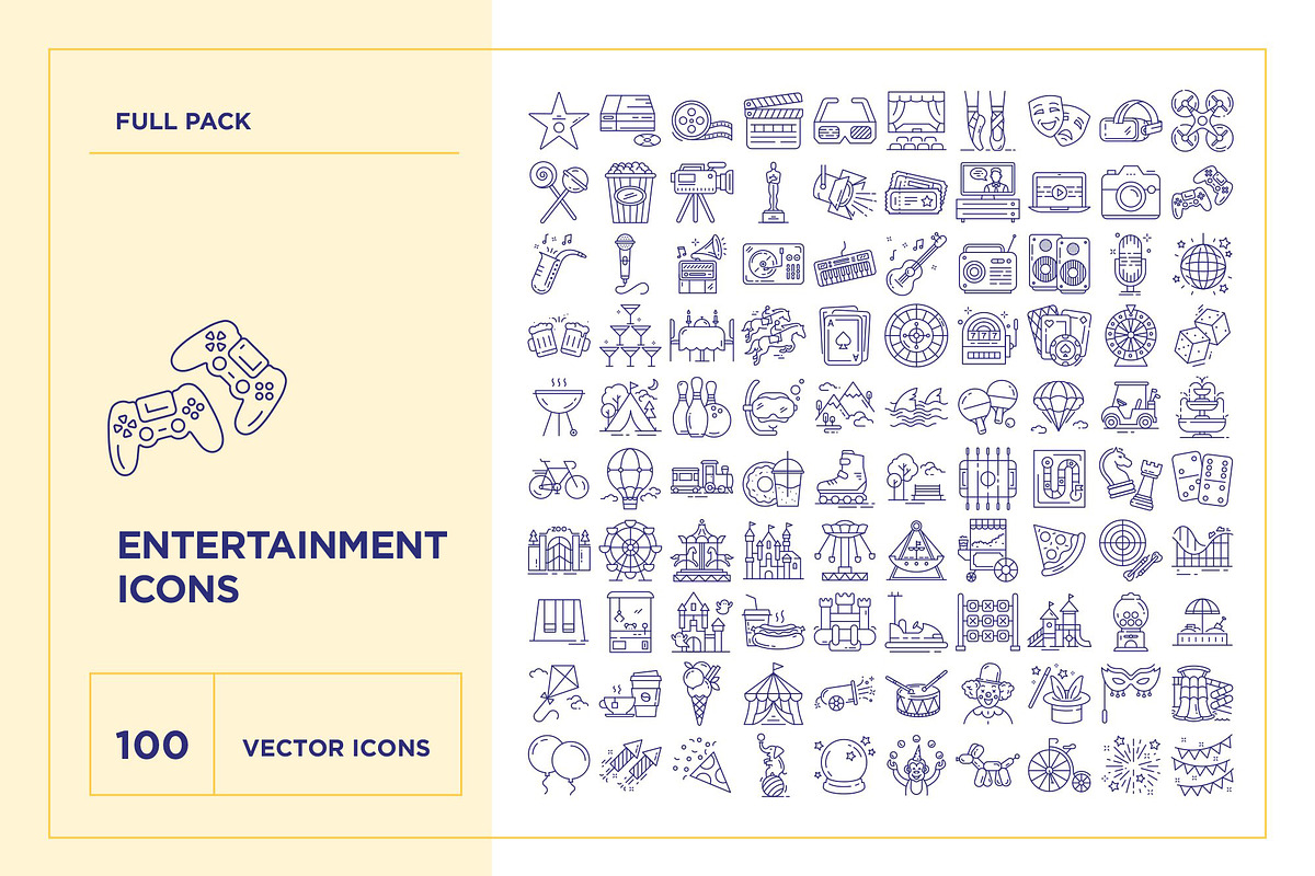 Entertainment Line Icon Set