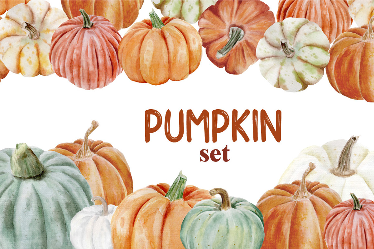 Autumn pumpkin watercolor clip art, a Decorative Illustration by ...