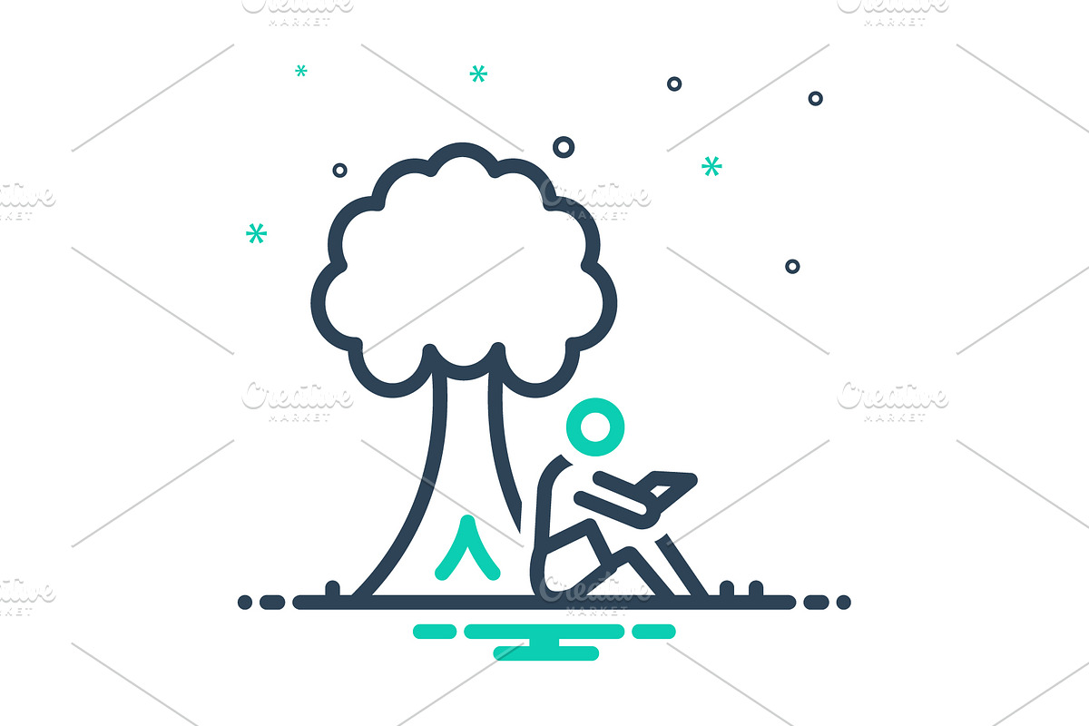 Read under tree icon, an Icon by Creative priyanka | Creative Market