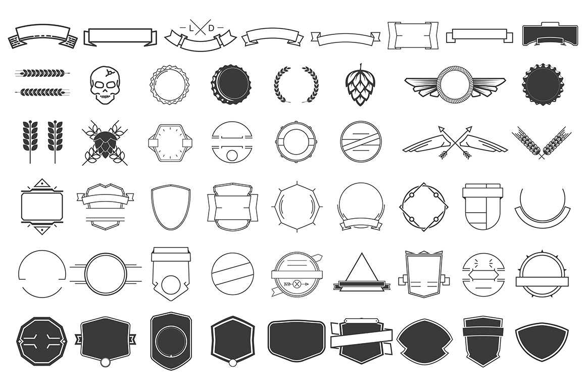 51 design elements pack bundle., an Outline Icon by I-RO