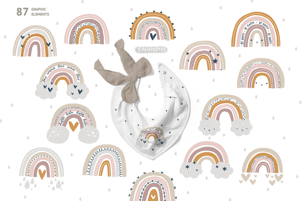 Rainbow Bundle | Clipart & Patterns, an Illustration by tatiletters