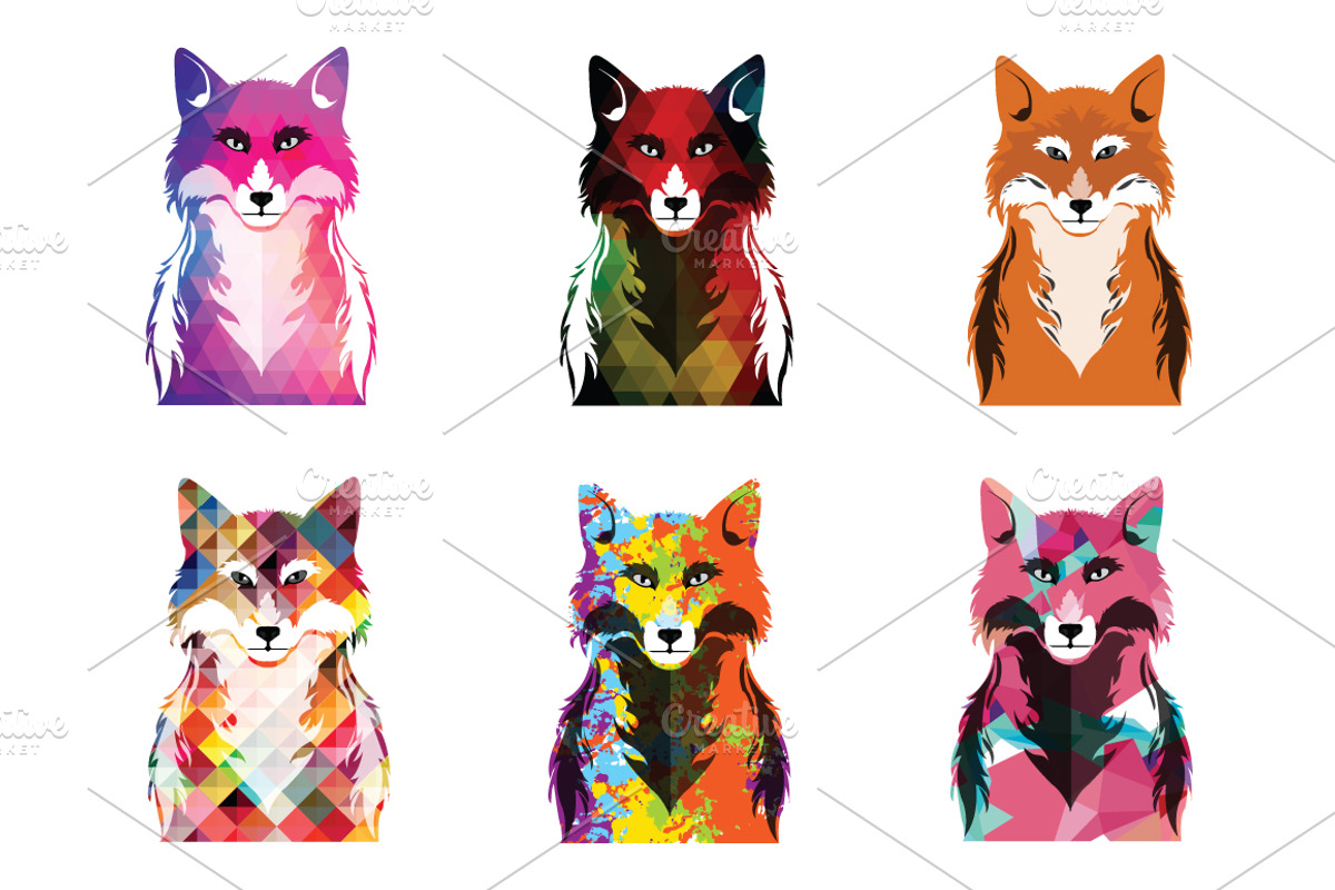 Colorful and Pattern FOX, an Animal Illustration by VL Shop | Creative ...