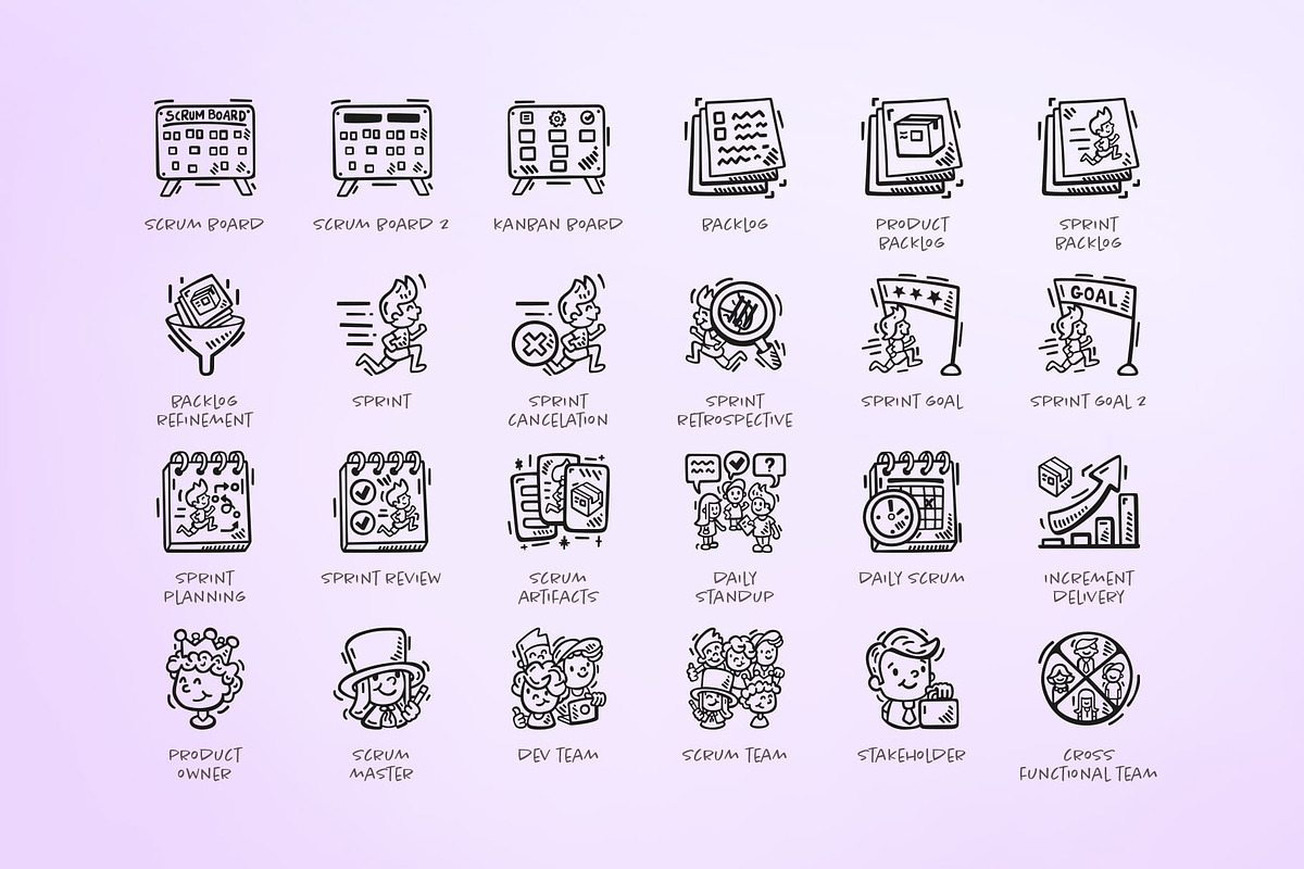 Scrum & Agile Doodle Icons - LITE
