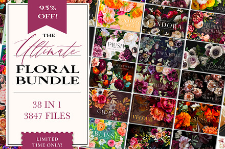 Spring Watercolor floral bundle | Creative Market