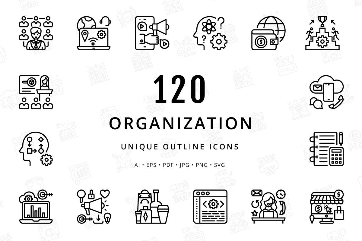 Organization Unique Outline Icons, an Outline Icon by vectorstank