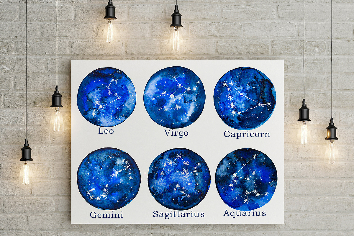 Watercolor Zodiac Constellation Set, an Object Illustration by ...