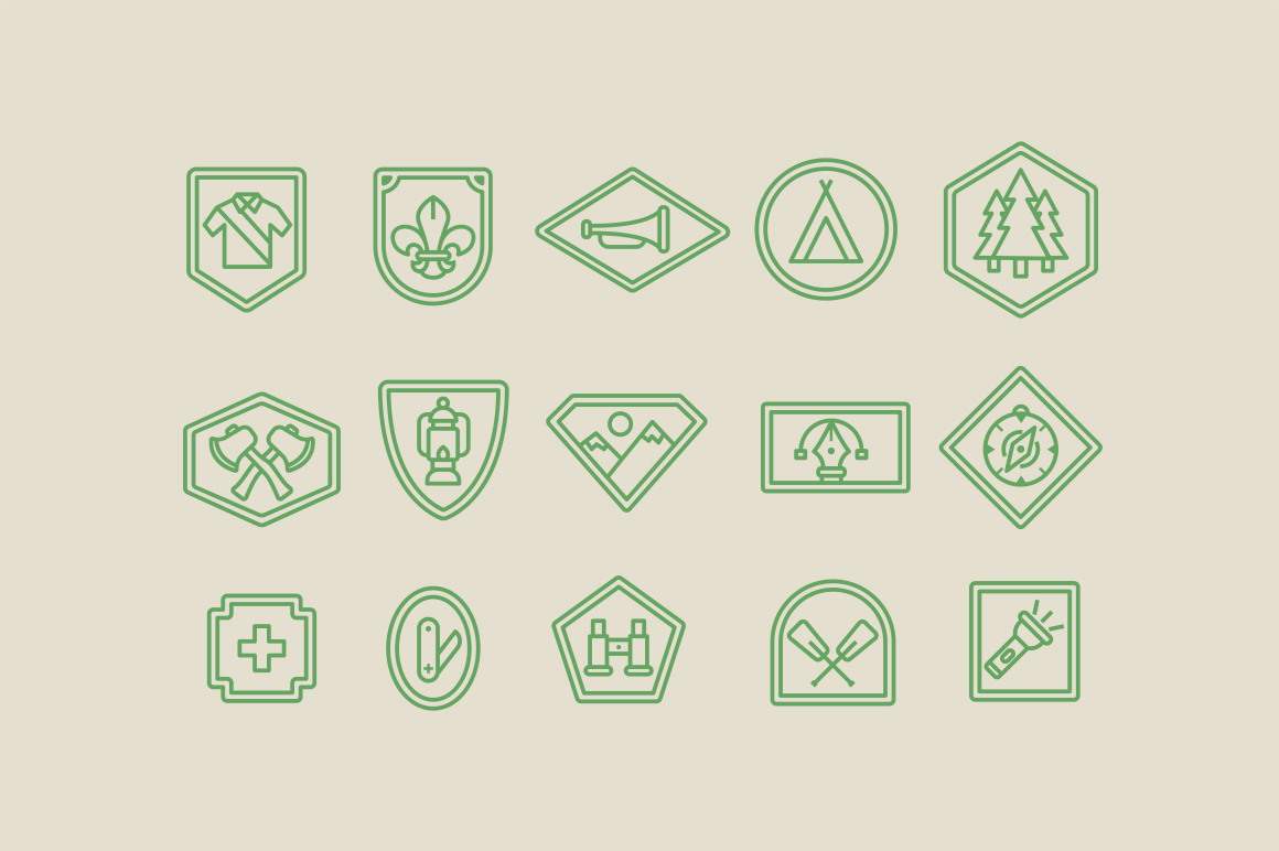 15 Scout Badge Icons, an Icon by Creative VIP